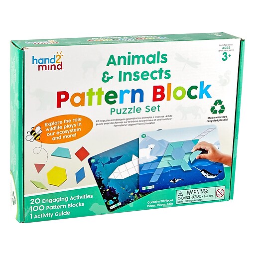 hand2mind Animals & Insects Pattern Block Puzzle Set (94461) | Staples