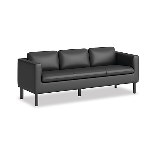 HON Parkwyn 77" Polyurethane Sofa, Black (HVLVL3.BLK01) | Staples