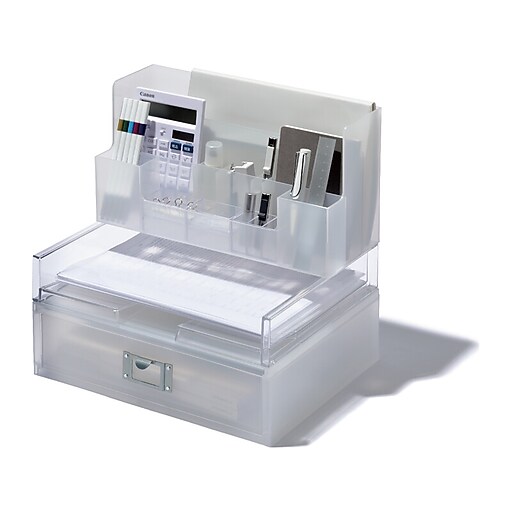 LIKE-IT Stackable Slim Desktop Organizer Assortment, Translucent White ...