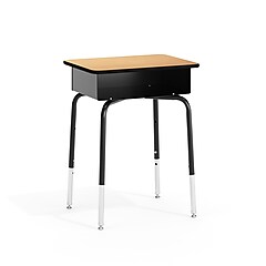 Flash Furniture 24 W Student Desk with Open Front Metal Book Box Wood Grain Black FD DESK GG Staples