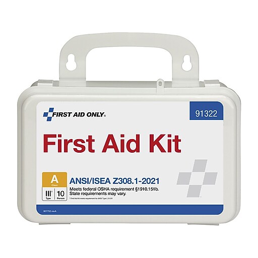 First Aid Only Plastic Weatherproof First Aid Kit, ANSI 2021 Class A, 10 People, 76 Pieces ...