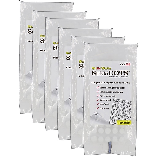 StikkiWorks StikkiWax Removable Glue Dots, 50 Dots/Pack, 6/Pack ...