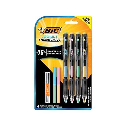 BIC Break-Resistant Mechanical Pencils, 0.7mm, #2 Medium Lead, 4/Pack ...