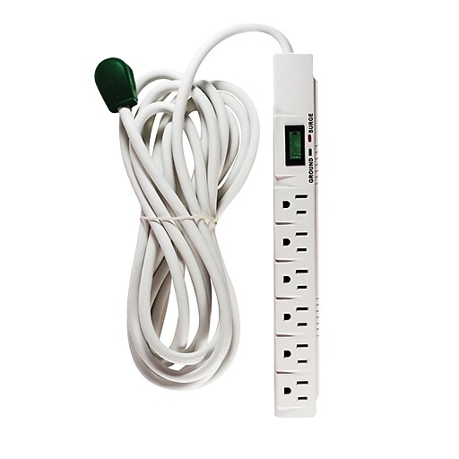 GoGreen Power 15' Surge Protector, 6 Outlets, White (GG-16315-15) | Staples