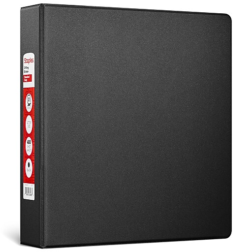 Staples 2" 3-Ring Non-View Binder, D-Ring, Black (26417-CC) | Staples