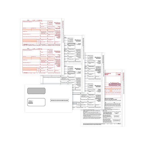 ComplyRight® 1099-MISC 3-Part Tax Form Set with Envelopes, 2-Up, Copy A ...