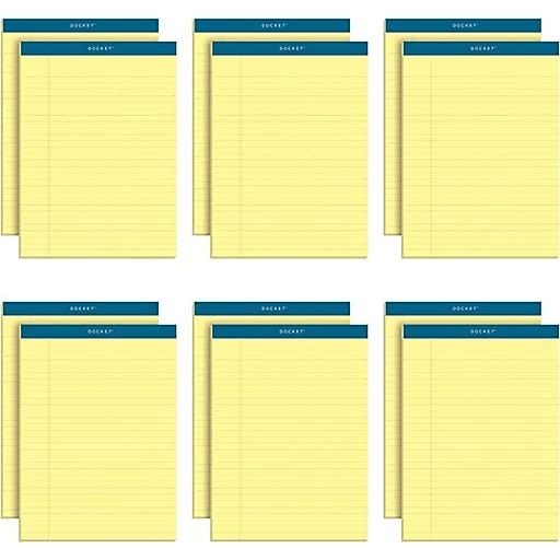 TOPS Docket Notepads, 8.5" x 11.75", Wide Ruled, Canary, 50 Sheets/Pad ...
