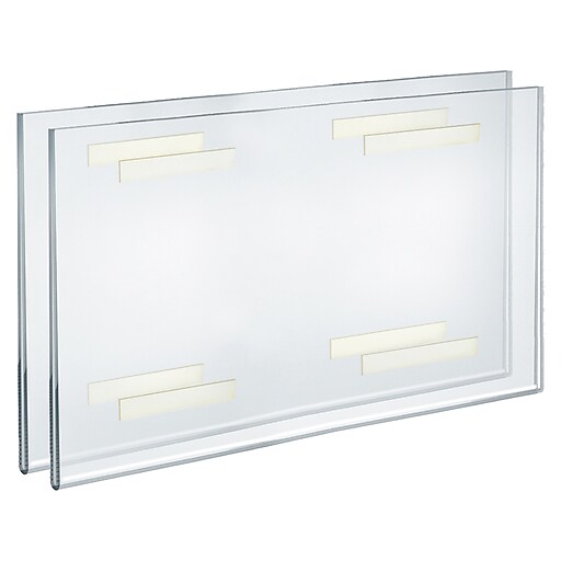 Azar Sign Holder, 17" x 11", Horizontal, Wall Mounted, Clear Acrylic, 2 ...