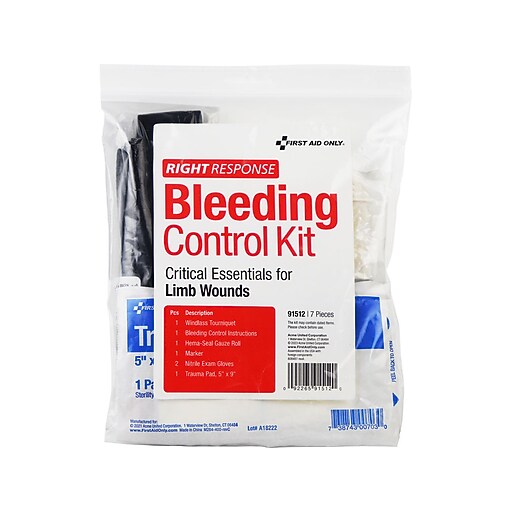 First Aid Only Bleeding Right Response Control Kit Crtitical Essentials ...