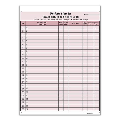 Cosco Patient Confidential Sign-In Forms, 3-Part, 125 Forms/Pack ...