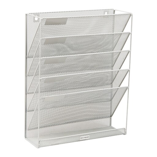 Mind Reader 5-Pocket Metal Mesh Mountable Wall File, Letter Size, White ...