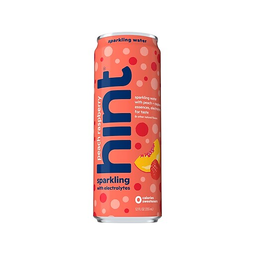 Hint Peach Raspberry Sparkling Water with Electrolytes, 12 fl. oz., 12 ...