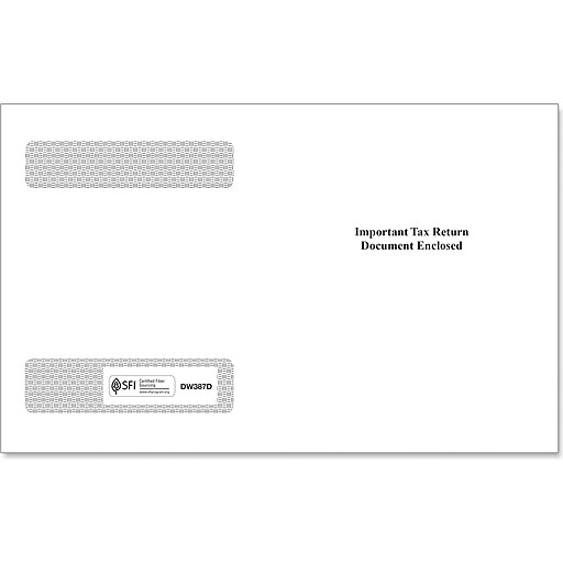 ComplyRight Moistenable Glue Double-Window Envelope, 5.63" x 9", White ...
