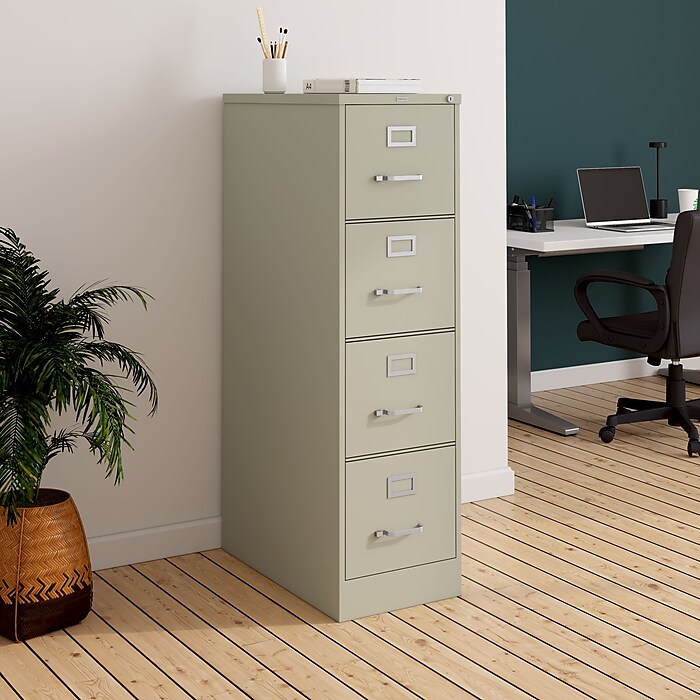 Staples Commercial 4 Drawer Vertical File Cabinet Letter Size Lockable 51.97 H x 15 W x 22 D Putty 22336D Staples