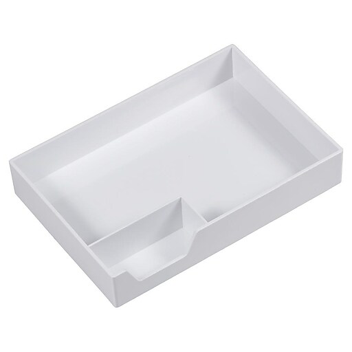 JAM Paper Half Desk Stackable Front Loading Letter Tray, White Plastic ...
