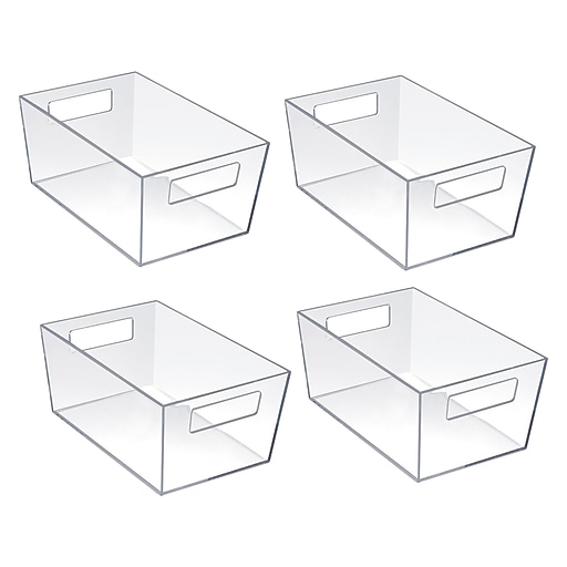 Azar Small Open Lid Storage Tote, Clear, 4/Pack (556233) | Staples