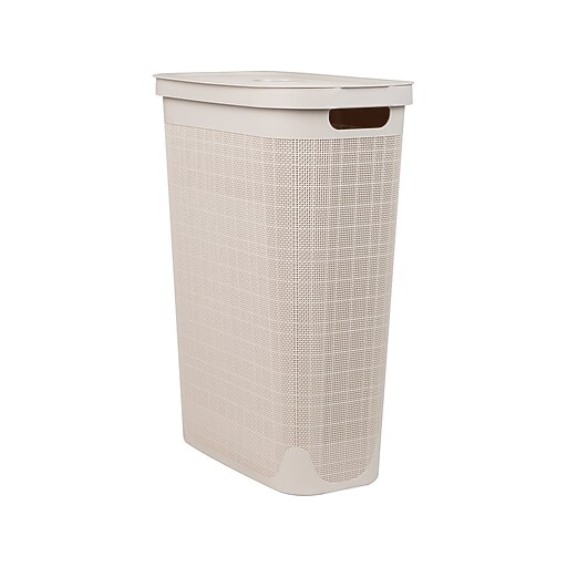Mind Reader 10.57-Gallon Hamper with Lid, Plastic, Ivory (40FABHAMP-IVO ...