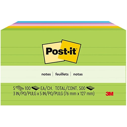 Post-it Notes, 3" x 5", Floral Fantasy Collection, Lined, 100 Sheet/Pad ...