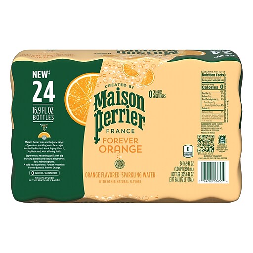 Perrier Orange Flavored Sparkling Mineral Water, 16.9 oz., 24/Carton ...