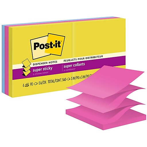 Post-it Super Sticky Pop-up Notes, 3" x 3", Summer Joy Collection, 90 ...