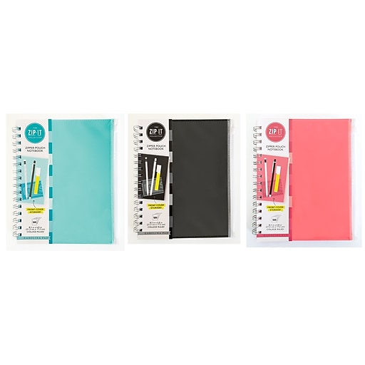 Carolina Pad Zip-It Professional Notebooks, 7" x 8.75", College Ruled ...