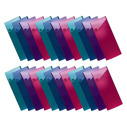 Better Office Poly Plastic Button Snap Pencil Cases, Assorted Colors ...