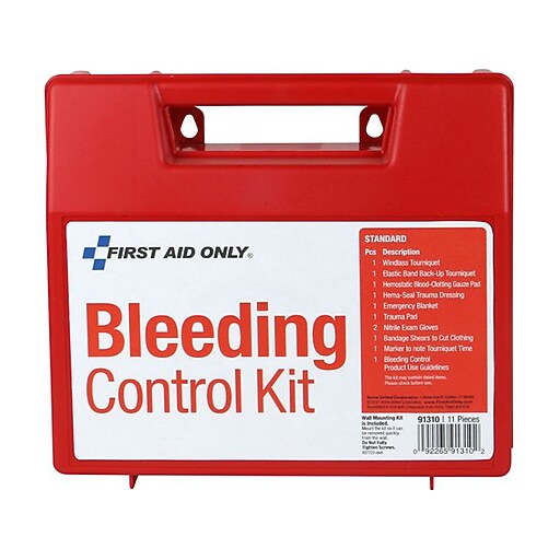 First Aid Only 11-Piece Bleeding Control Wall Station Standard Kit ...