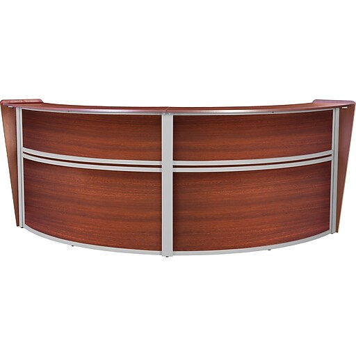 Regency Marque 124.5"W Curved Reception Desk Workstation, Cherry ...