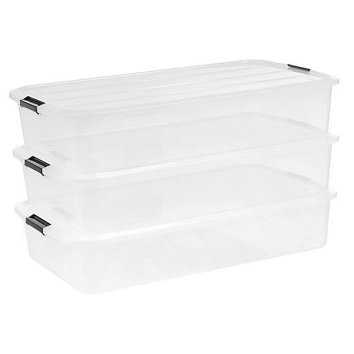 Iris 50 Quart Storage Container, Plastic, Clear, 3/Pack (100147) | Staples