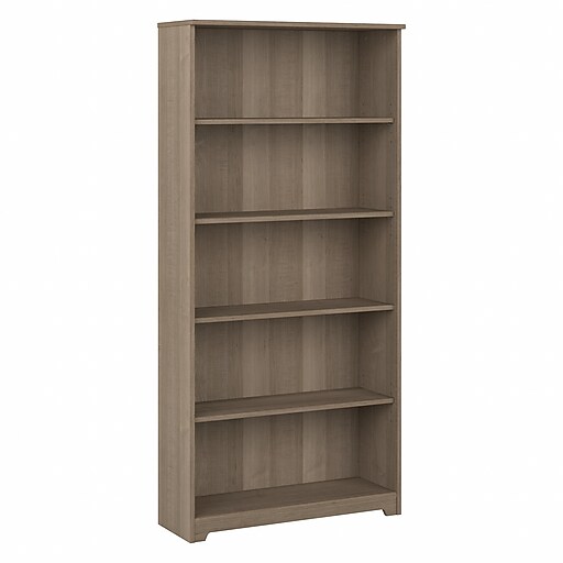 Bush Furniture Cabot 66"H 5-Shelf Bookcase with Adjustable Shelves, Ash ...