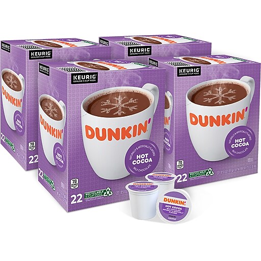 Dunkin' Milk Chocolate Hot Cocoa, Keurig K-Cup Pod, 22/Box, 4 Boxes ...