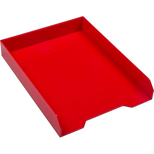 JAM PAPER Stackable Paper Trays, Red, Desktop Document, Letter, & File ...
