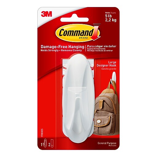 Command Large Decorative Hook, 5lb., White (17083ES) | Staples