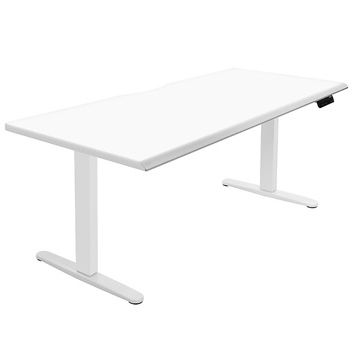 Mount-It! Dual Motor 72"W Electric Adjustable Standing Desk, White (MI ...