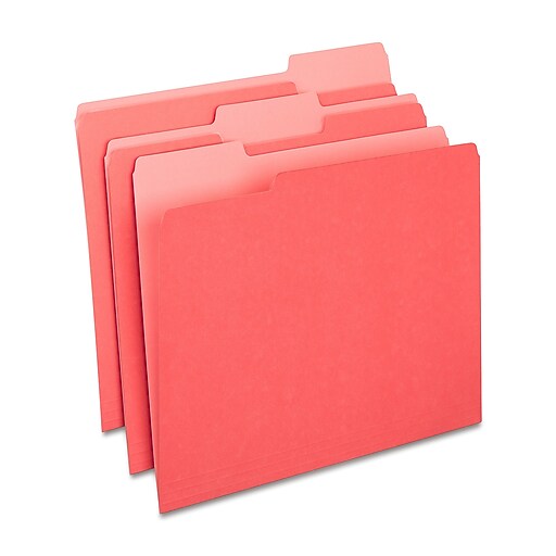 Staples File Folders, 1/3-Cut Tab, Letter Size, Red, 24/Pack (ST13846 ...
