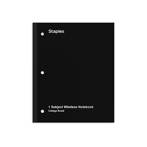 Staples Wireless 1-Subject Notebook, 8.5" x 11", College Ruled, 80 ...