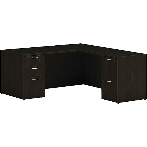HON Mod 66"W L-Shaped Double-Pedestal Desk, Java Oak (HLPL6672LDESKJA1 ...