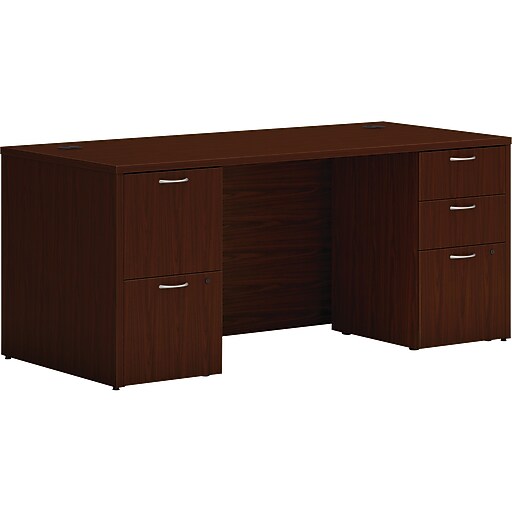 HON Mod 66"W Computer Desk, Traditional Mahogany (HLPLDS66PSTM1) | Staples