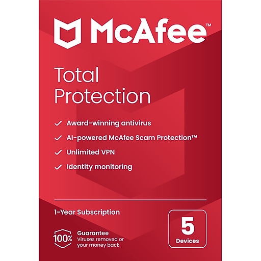 McAfee Total Protection for 5 Users, Windows/Mac/Android/iOS/ChromeOS ...
