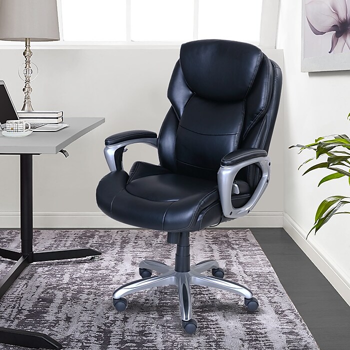 Serta My Fit Ergonomic Bonded Leather Swivel Executive Chair Black CHR100015 Staples