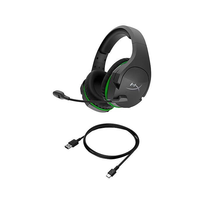 HyperX Cloudx Stinger Core Wireless Noise Canceling Stereo Gaming Over the Ear Headset Black Green 4P5J0AA Staples