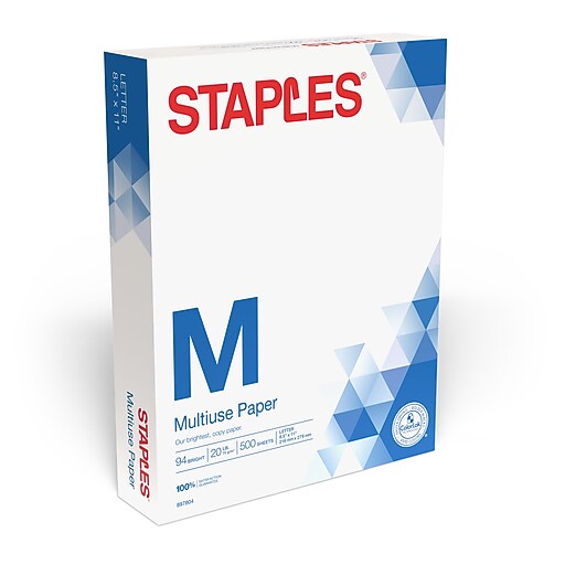 Staples Select 8.5" x 11" Copy Paper, 20 lbs., 94 Brightness, 500/Ream ...