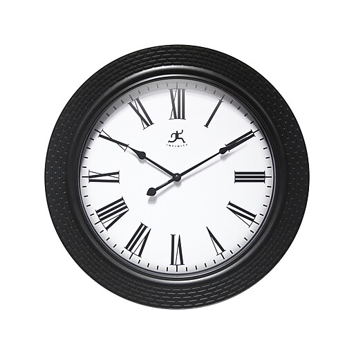 Infinity Instruments Roman Weave Wall Clock, 16"Dia. (20307BK-4545 ...