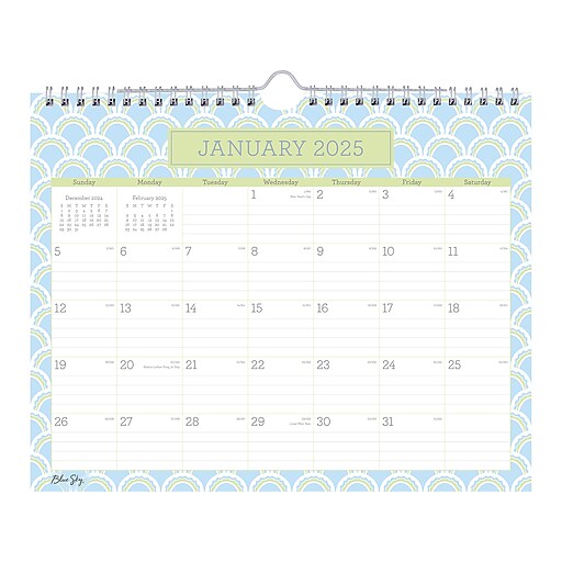 2025 Blue Sky Larah 11" x 8.75" Monthly Wall Calendar, Blue/Green ...