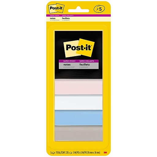 Post-it Super Sticky Notes, 3" x 3", Assorted Collection, 45 Sheet/Pad ...