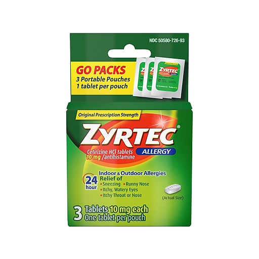 ZYRTEC Allergy Relief Tablet, 24 Hour, 3/Pack (300450204523) | Staples