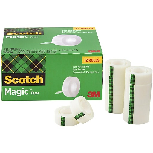 Scotch Magic Invisible Tape, 0.75" x 27.7 yds., 12 Rolls/Pack (810K-12 ...
