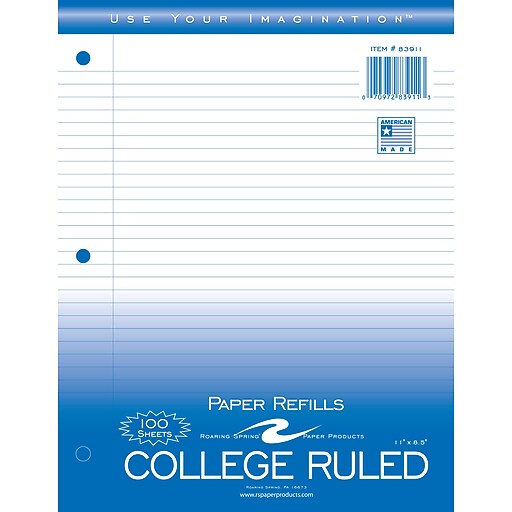 Roaring Spring Paper Products College Ruled College Ruled Filler Paper ...