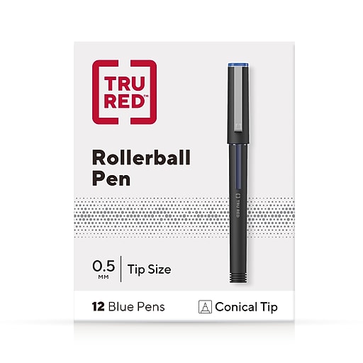 TRU RED™ Rollerball Pens, Needle Tip, Blue, Dozen/Pack (TR57325) | Staples