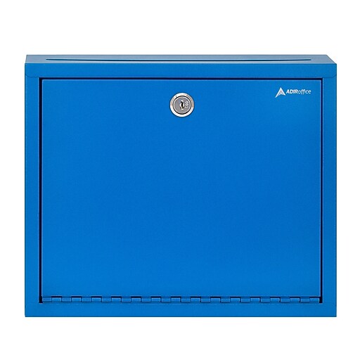 AdirOffice Multipurpose Drop Box with Suggestion Cards, Large, Blue ...